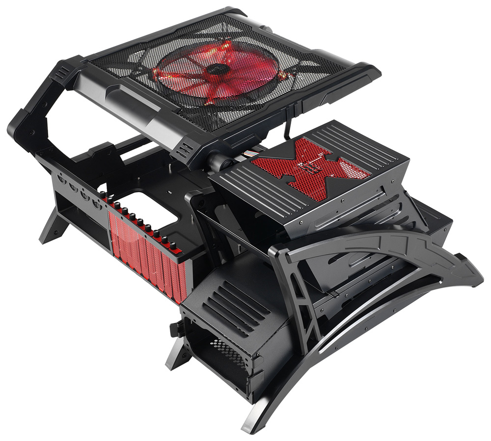 Aerocool Strike-X Air Open Frame PC Case E-ATX 0.7mm USB3 20cm Red LED ...