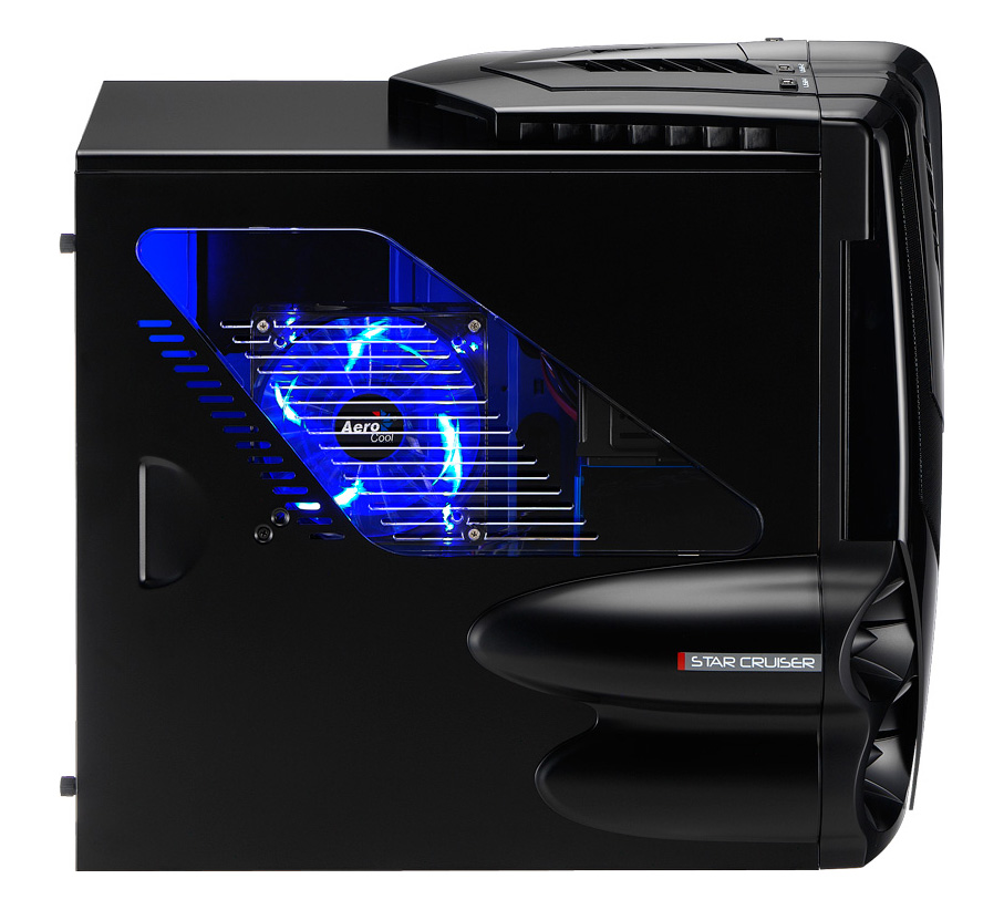 Aerocool Syclone II Gaming Case Screwless Black/Blue Interior Blue LED ...