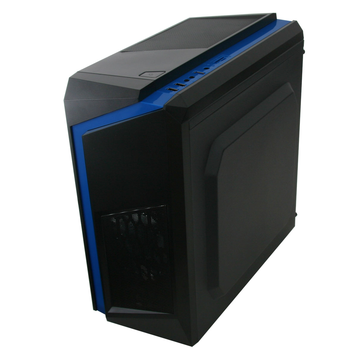 CiT F3 Black Micro-ATX Case With 12cm Blue LED Fan & Blue Stripe ...