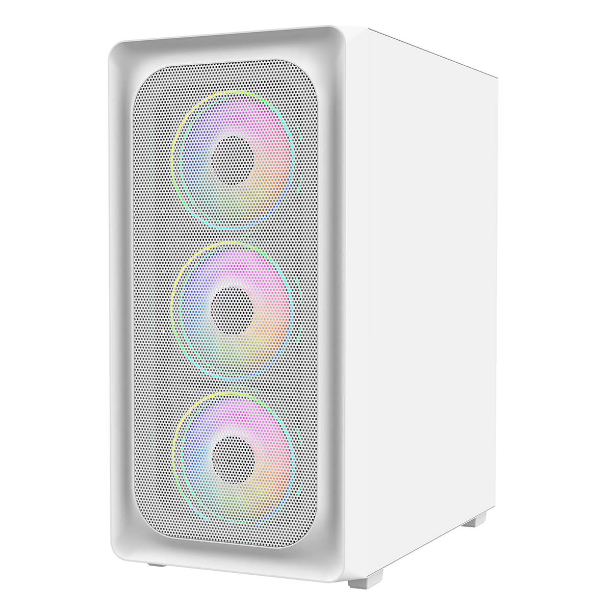 CiT Orion White ATX Gaming Case with Mesh Front and Tempered Glass Side ...