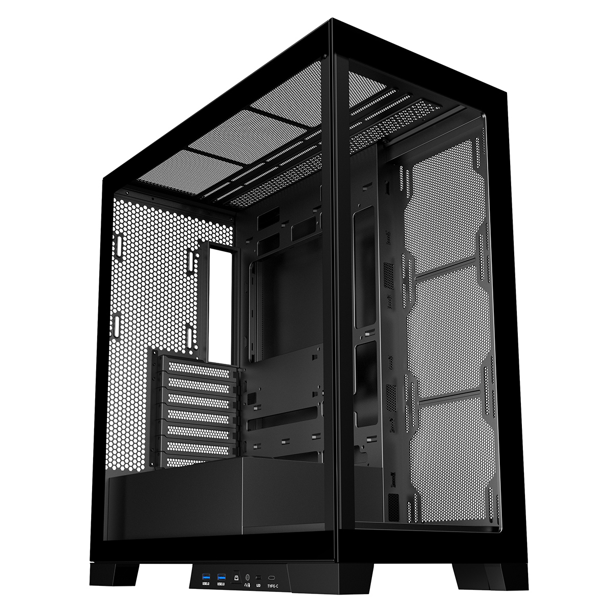 CiT Pro Diamond XR Black Mid-Tower Gaming Case with 4mm Tempered Glass ...